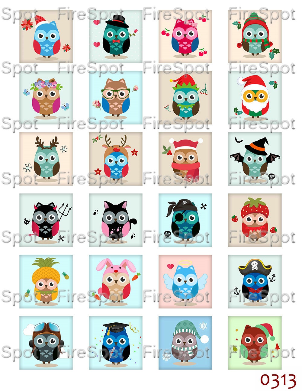 Changeable Owl Animals Digital Collage Sheet 1.5inch1 | Etsy
