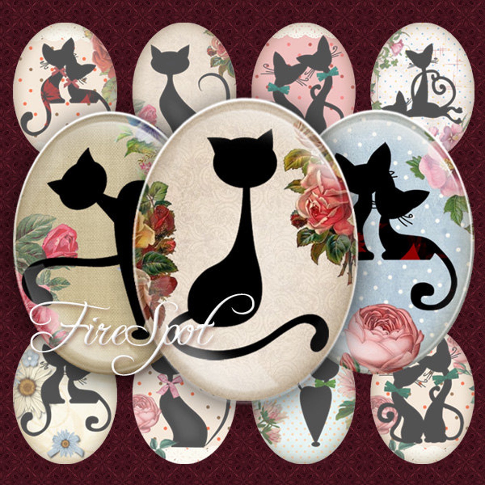 Cartoon Black Cat Digital Collage Sheet 30x40 Mm22x30 - Etsy