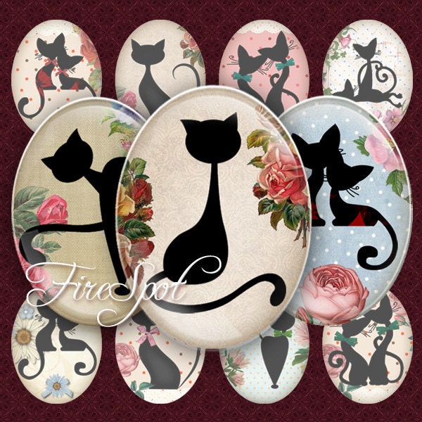 Cartoon Black Cat Digital Collage Sheet 30x40 Mm22x30 - Etsy