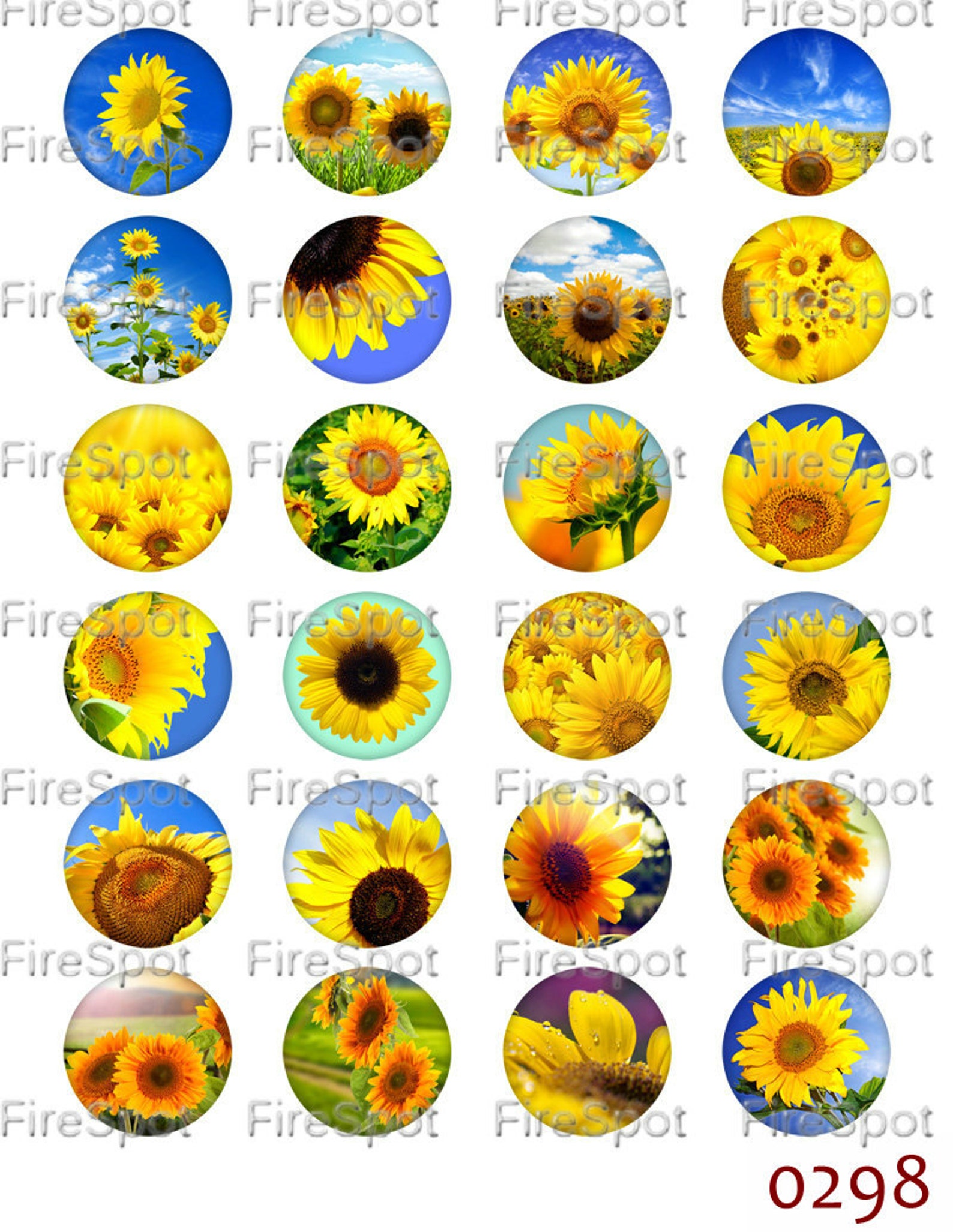 Sunflower Flower Digital Collage Sheet 20mm 18mm 16mm - Etsy