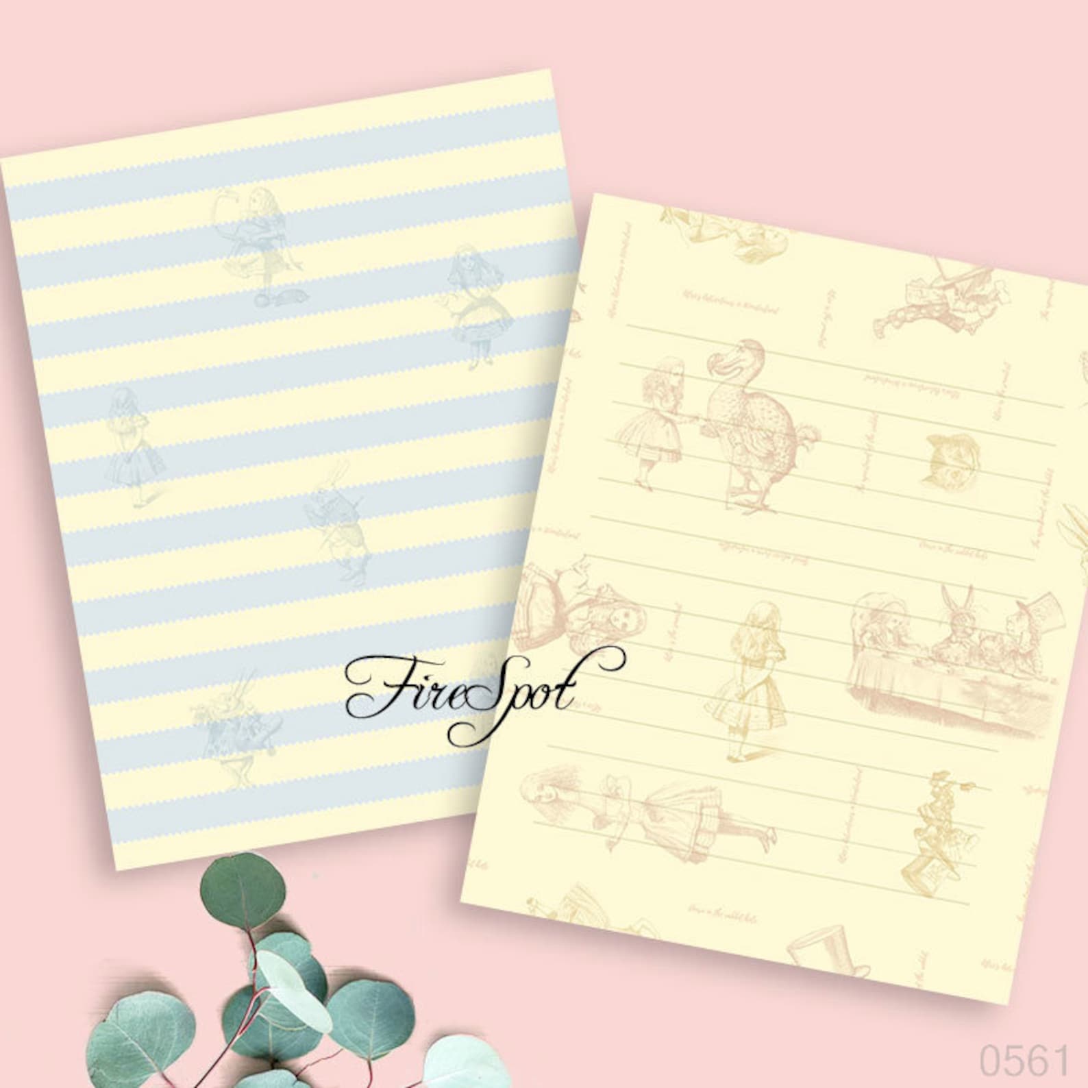 Alice in Wonderland Letter Paper Digital Collage Sheet Paper 8.5x11 ...