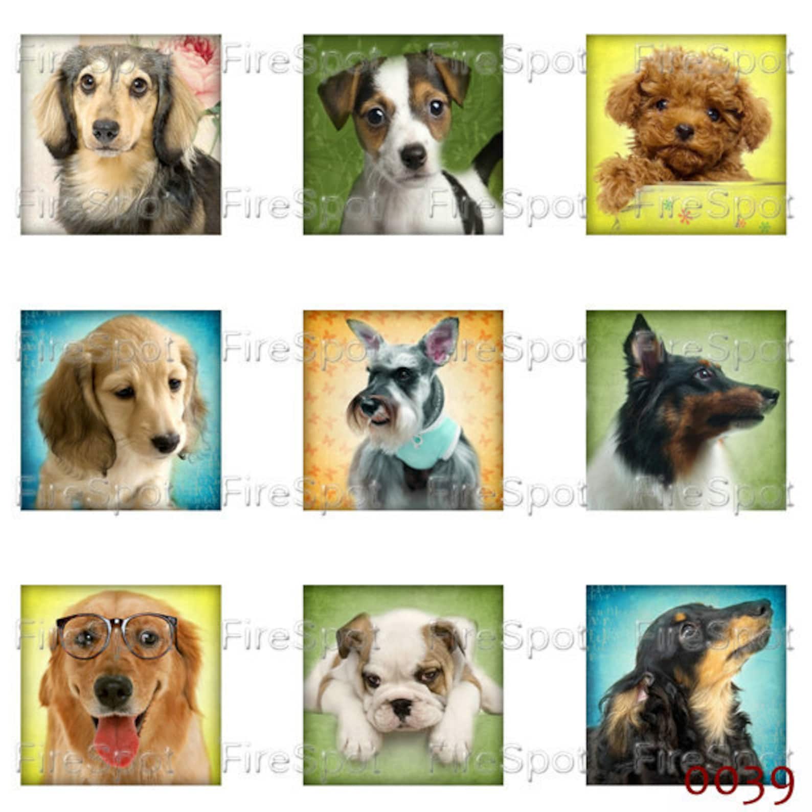 Vintage Pet Dog,animal Digital Collage Sheet 1.5 Inch,1 Inch,25 Mm, 20 ...