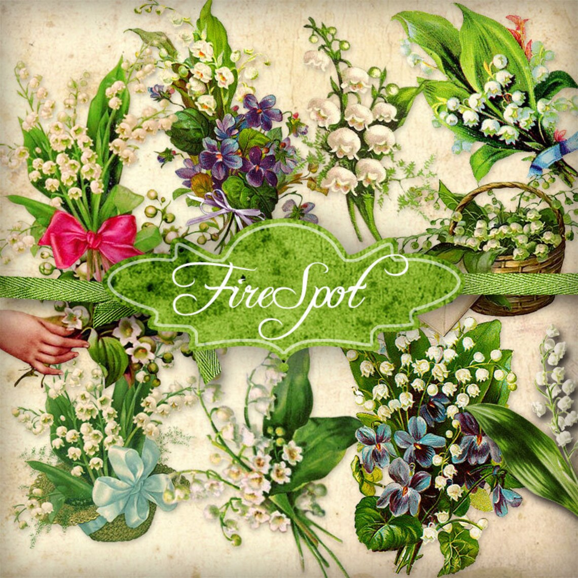 Vintage Lily of the Valley Flowers Digital Collage Sheet | Etsy
