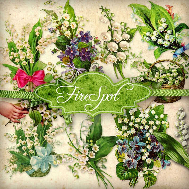 Vintage Lily of the Valley Flowers Digital Collage Sheet - Etsy