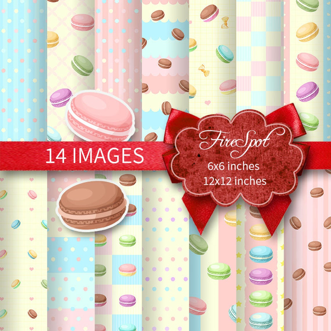 Macaroon Dessert Paper Pack Digital Collage Sheet Seamless - Etsy