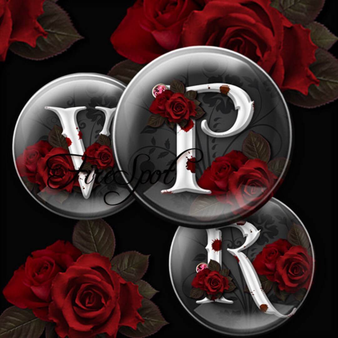 Gothic Style Red Rose Letter Alphabet Digital Collage Sheet - Etsy