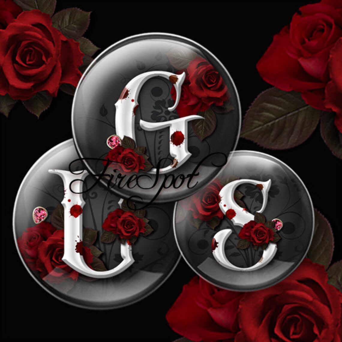 Gothic Style Red Rose Letter Alphabet Digital Collage Sheet - Etsy