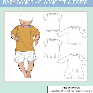 PATTERN Baby Basics Classic TEE & Dress PDF Sewing Pattern Instant ...