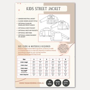 Kids Street Jacket PDF Sewing Pattern ~ Unisex Boys Girls Denim Jacket ...