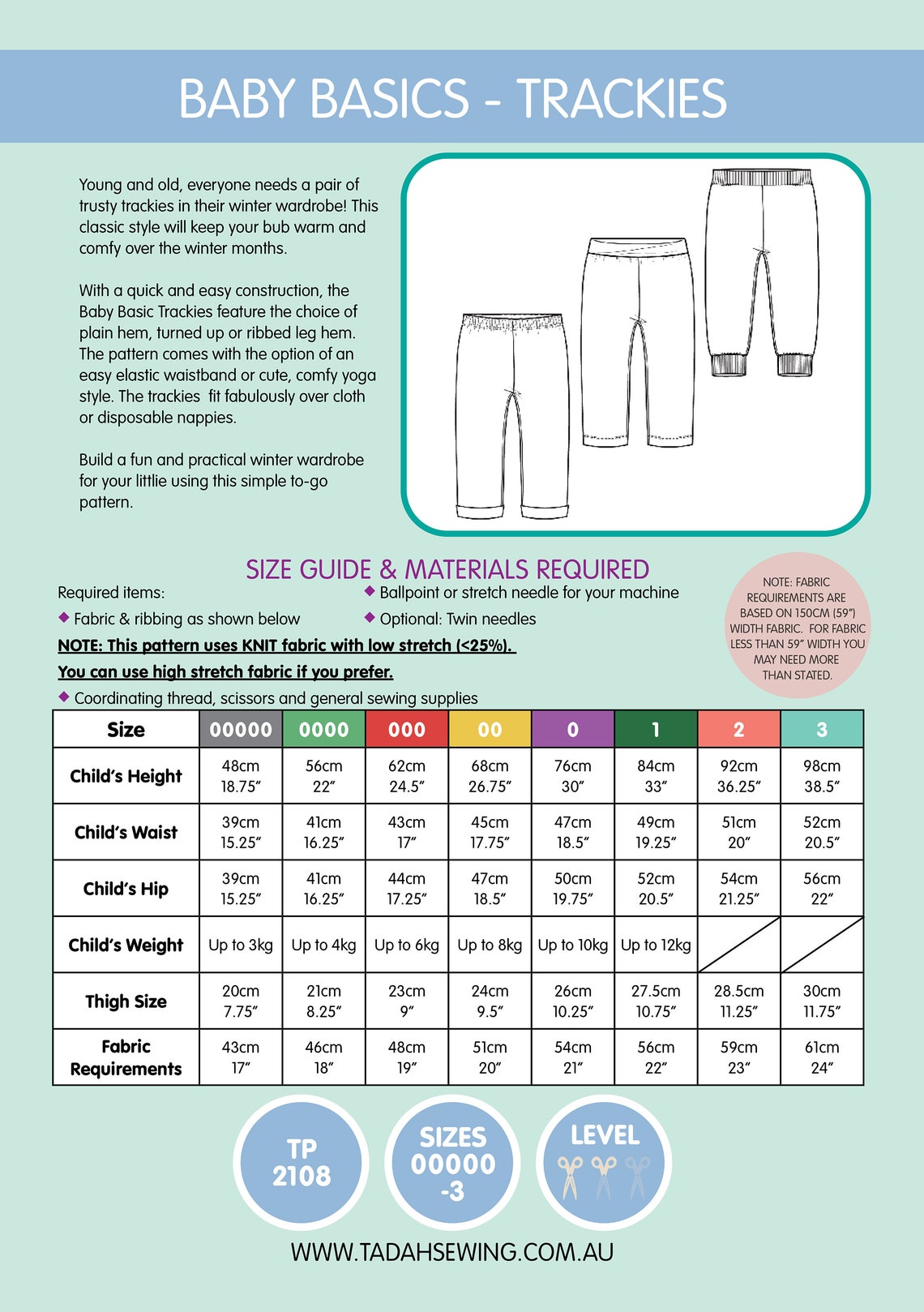 PATTERN Baby Basics TRACKIES PDF Sewing Pattern Instant - Etsy