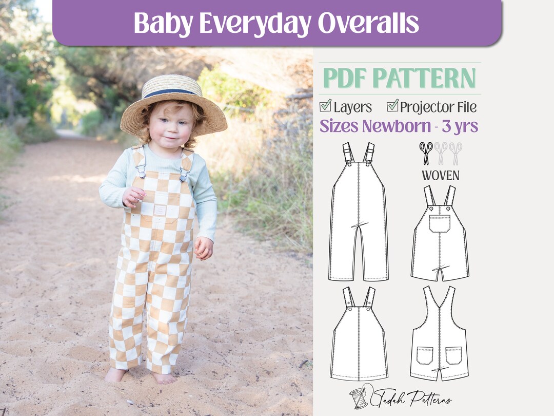 Baby Everyday Overalls PDF Sewing Pattern ~ Unisex Boys Girls Pants ...