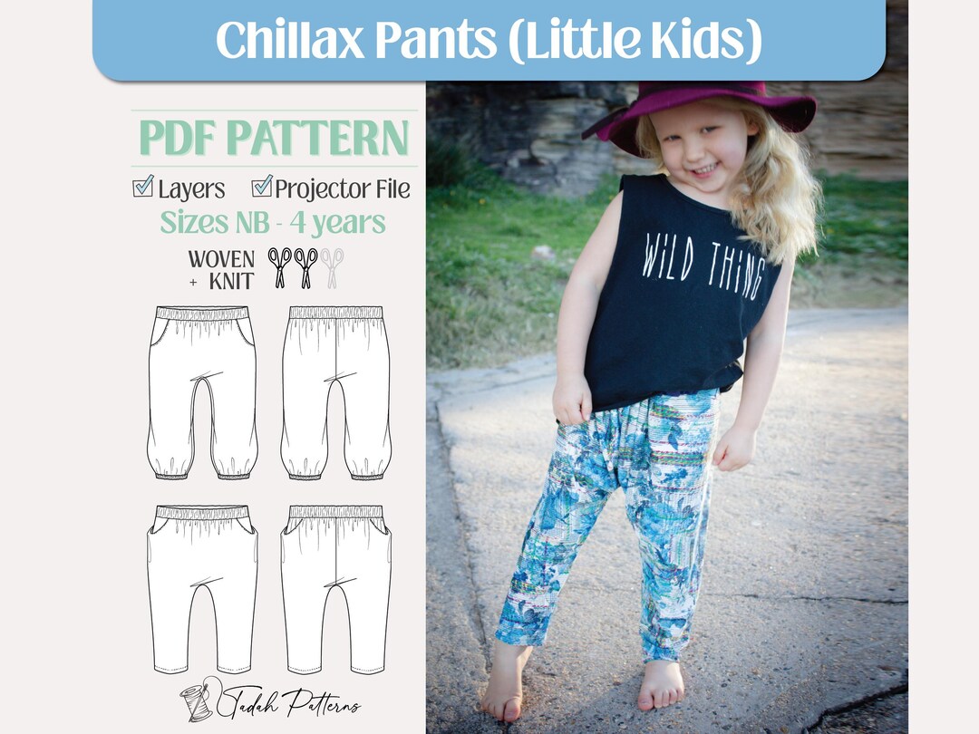 Littlies Chillax Pants PDF Sewing Pattern ~ Unisex Boys Girls Pants ...