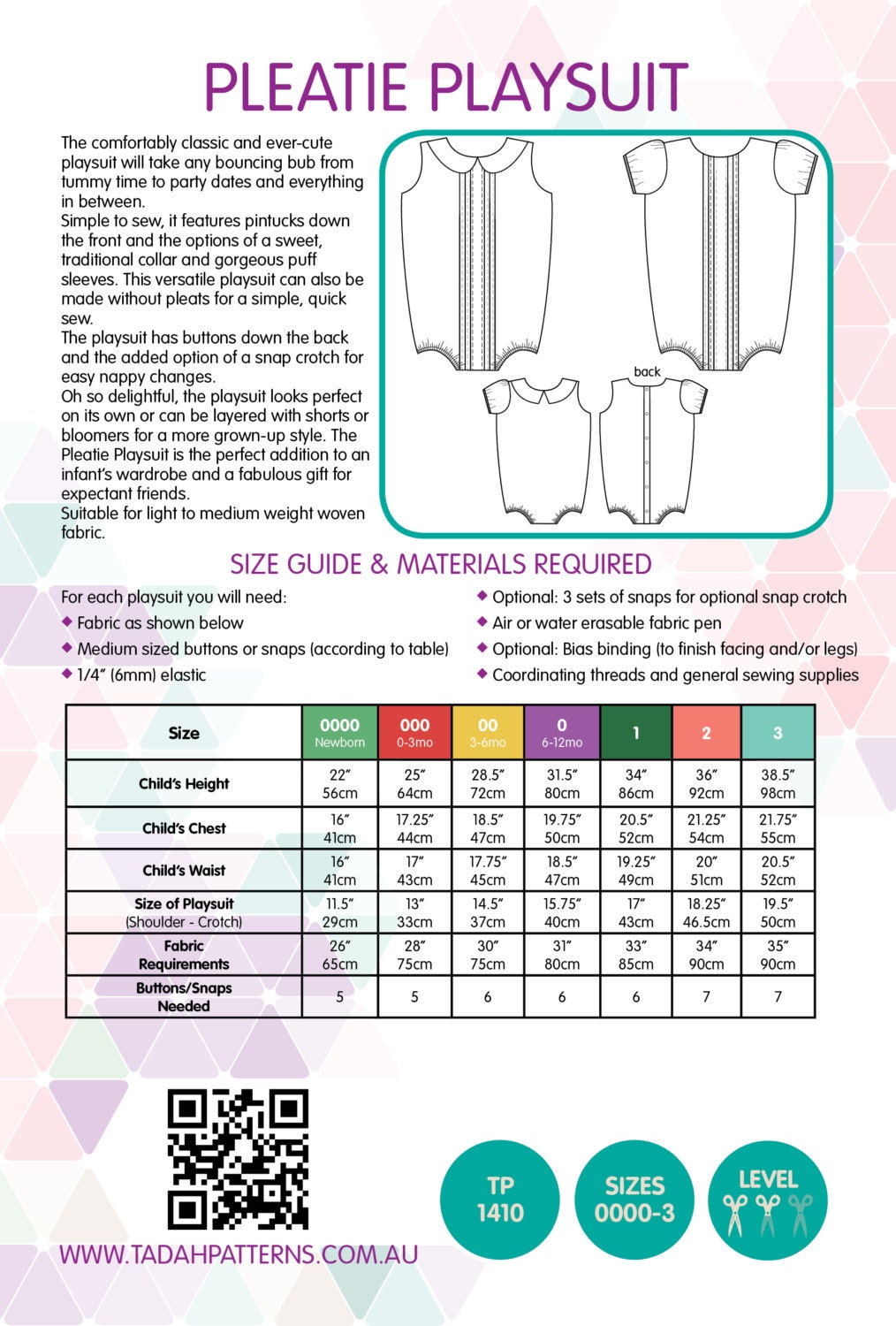 PATTERN Pleatie Playsuit PDF Sewing Pattern Instant | Etsy