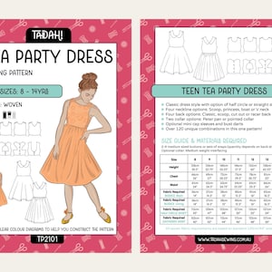 Teen Tea Party Dress PDF Sewing Pattern ~ Girls Summer Dress ~ Sizes 8 ...