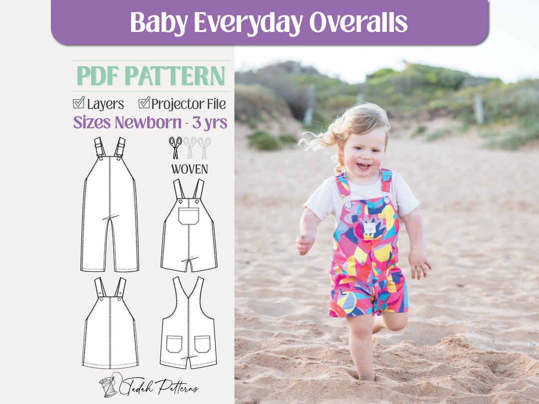 Baby Everyday Overalls PDF Sewing Pattern ~ Unisex Boys Girls Pants ...