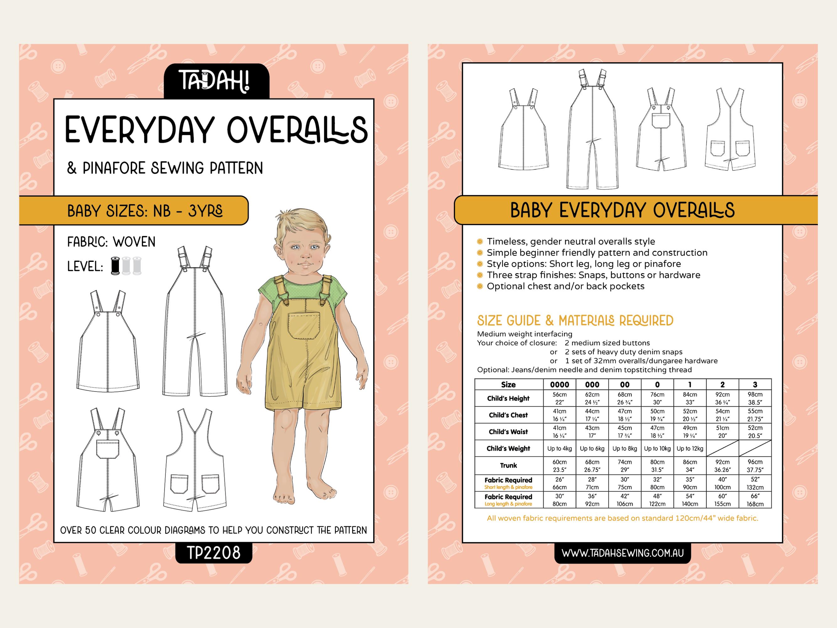 Baby Everyday Overalls PDF Sewing Pattern ~ Unisex Boys Girls Pants ...