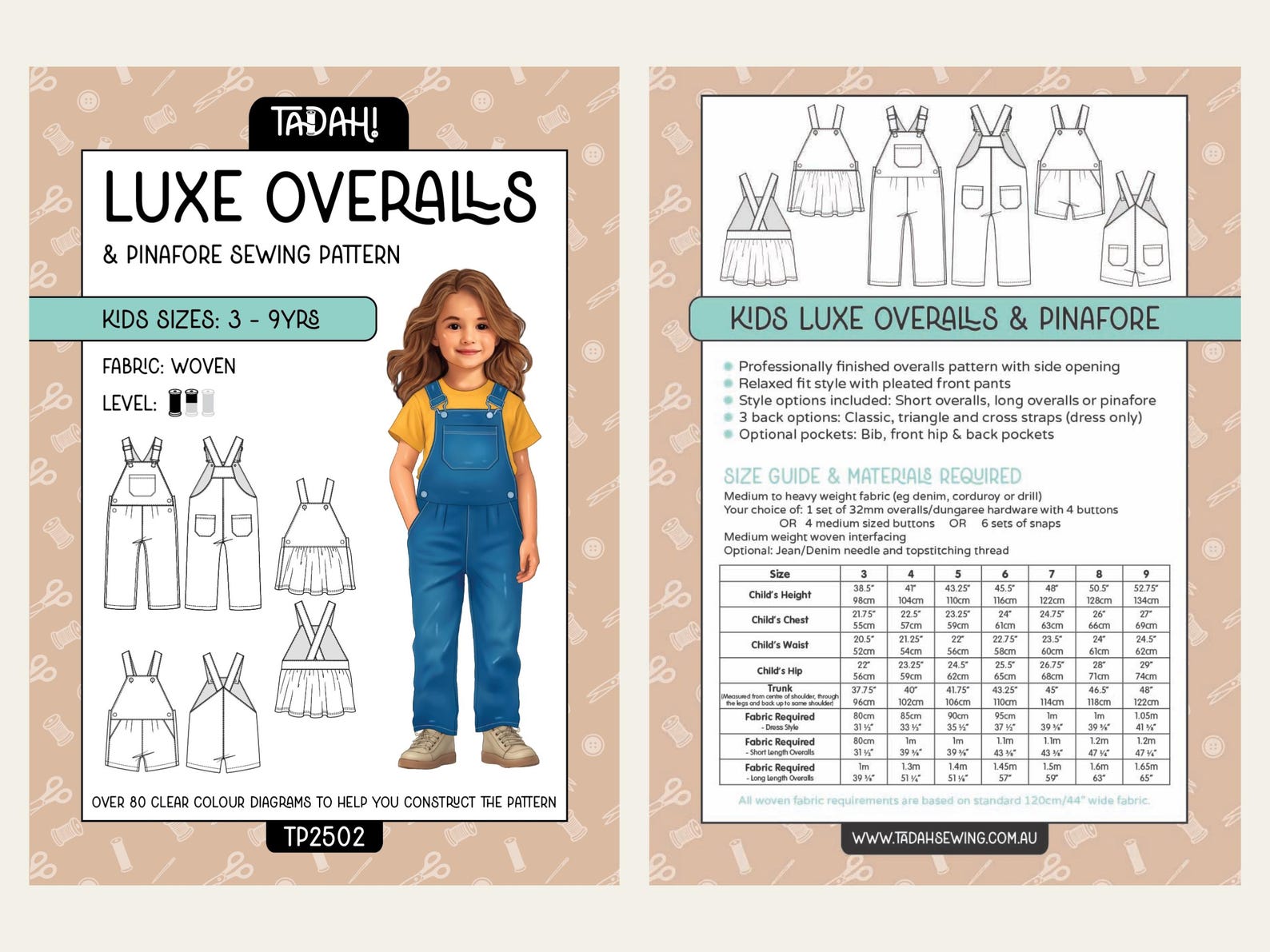 Kids Luxe Overalls PDF Sewing Pattern ~ Unisex Boys Girls Pants ~ Sizes ...