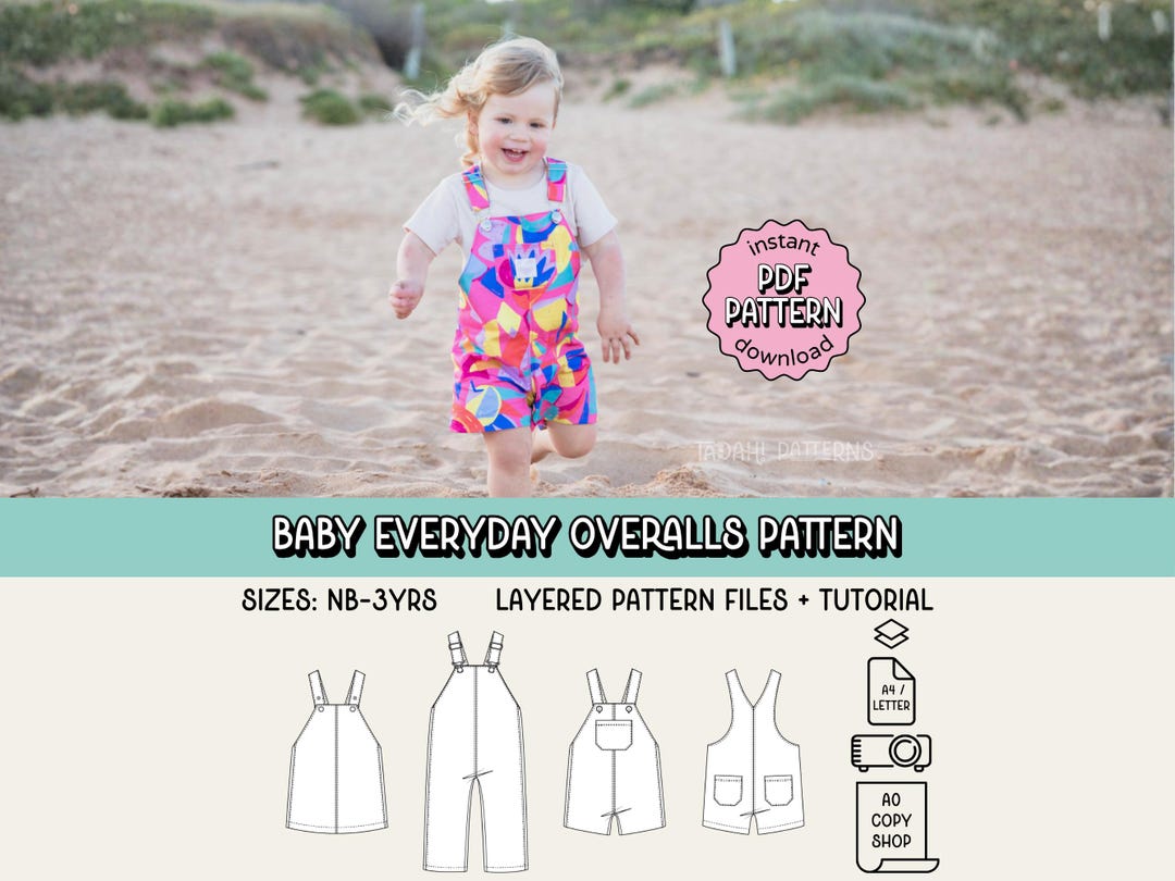 Baby Everyday Overalls PDF Sewing Pattern ~ Unisex Boys Girls Pants ...