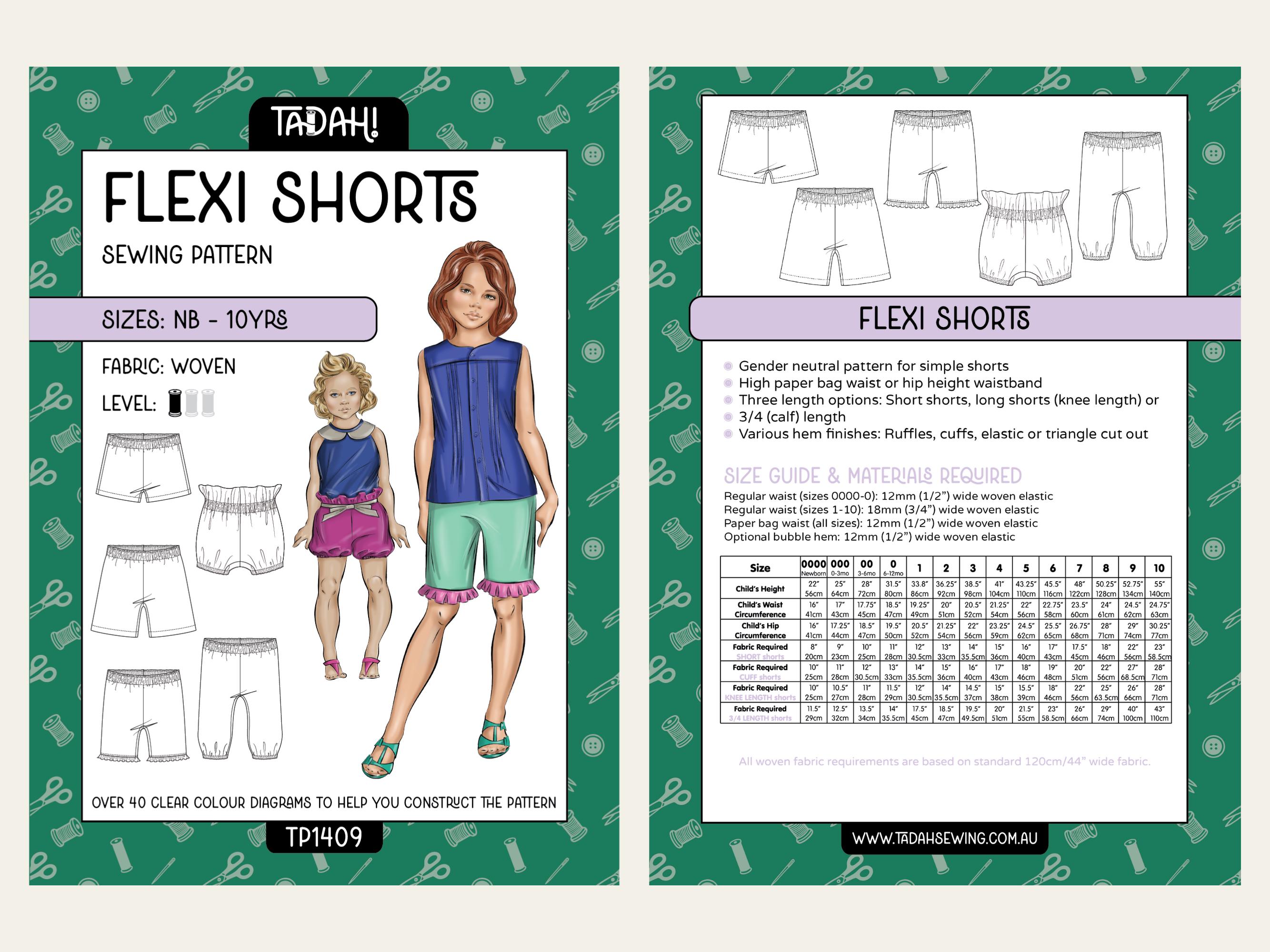 Flexi Shorts PDF Sewing Pattern ~ Unisex Beginner Shorts ~ Sizes ...