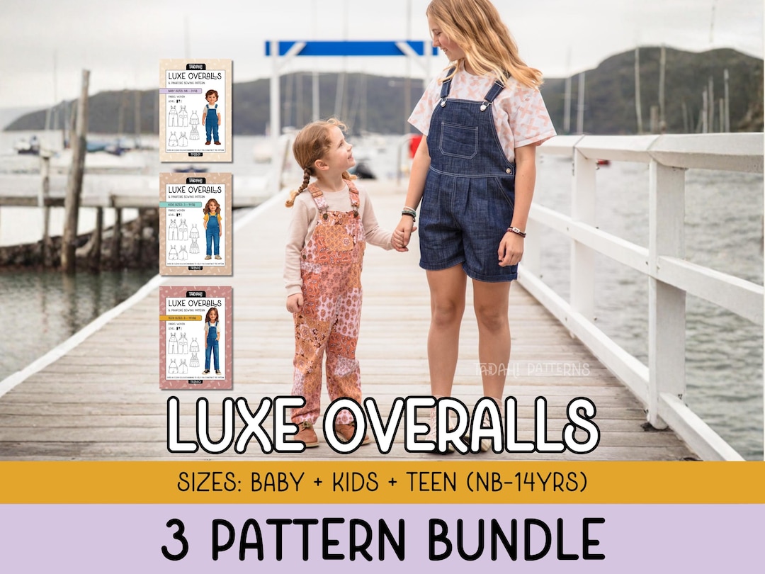 3 PATTERN BUNDLE ~ Luxe Overalls PDF Sewing Patterns (baby + Kids ...