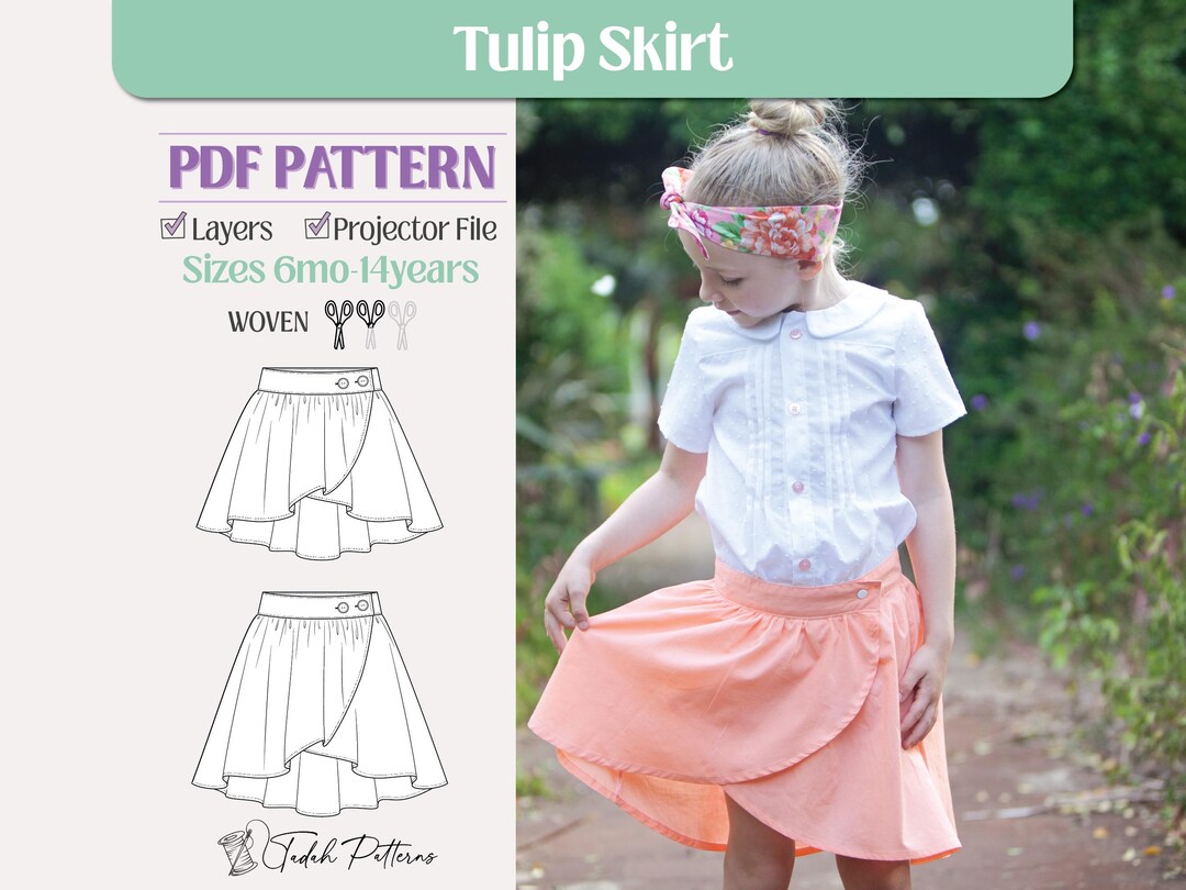 Tulip Skirt PDF Sewing Pattern ~ Girls Wrap Skirt ~ Sizes 6mo-14yrs - Etsy