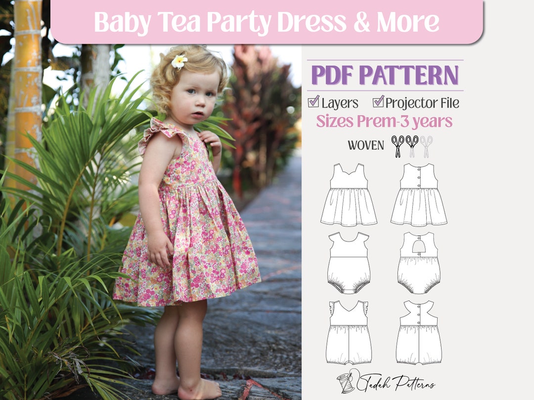 Baby Tea Party Dress PDF Sewing Pattern ~ Girls Playsuit and Romper ...