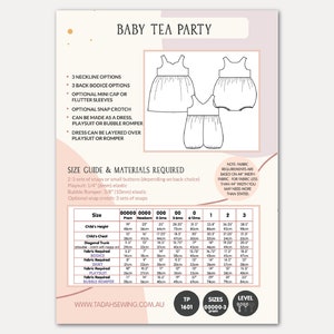 Baby Tea Party Dress PDF Sewing Pattern ~ Girls Playsuit and Romper ...