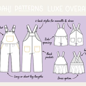 Kids Luxe Overalls PDF Sewing Pattern ~ Unisex Boys Girls Pants ~ Sizes ...