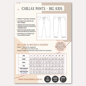 Kids & Teens Chillax Pants PDF Sewing Pattern ~ Unisex Boys Girls Pants ...