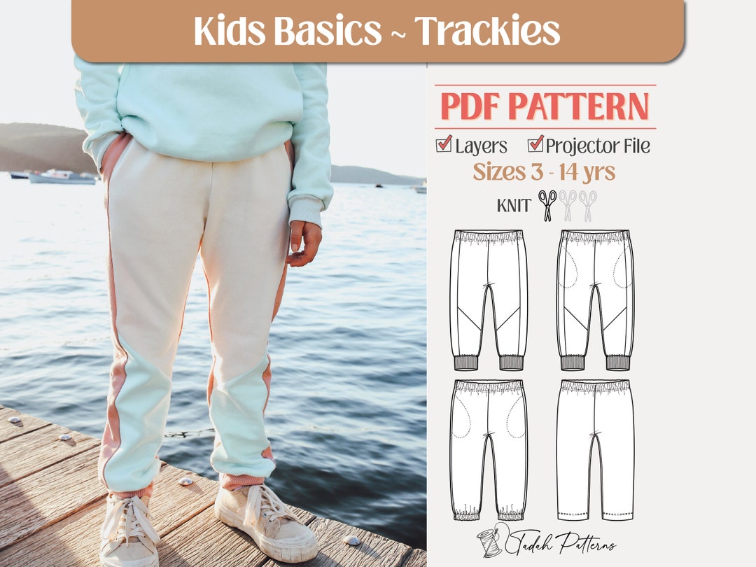 Kids Trackies PDF Sewing Pattern Unisex Boys Girls Tracksuit Pants ...