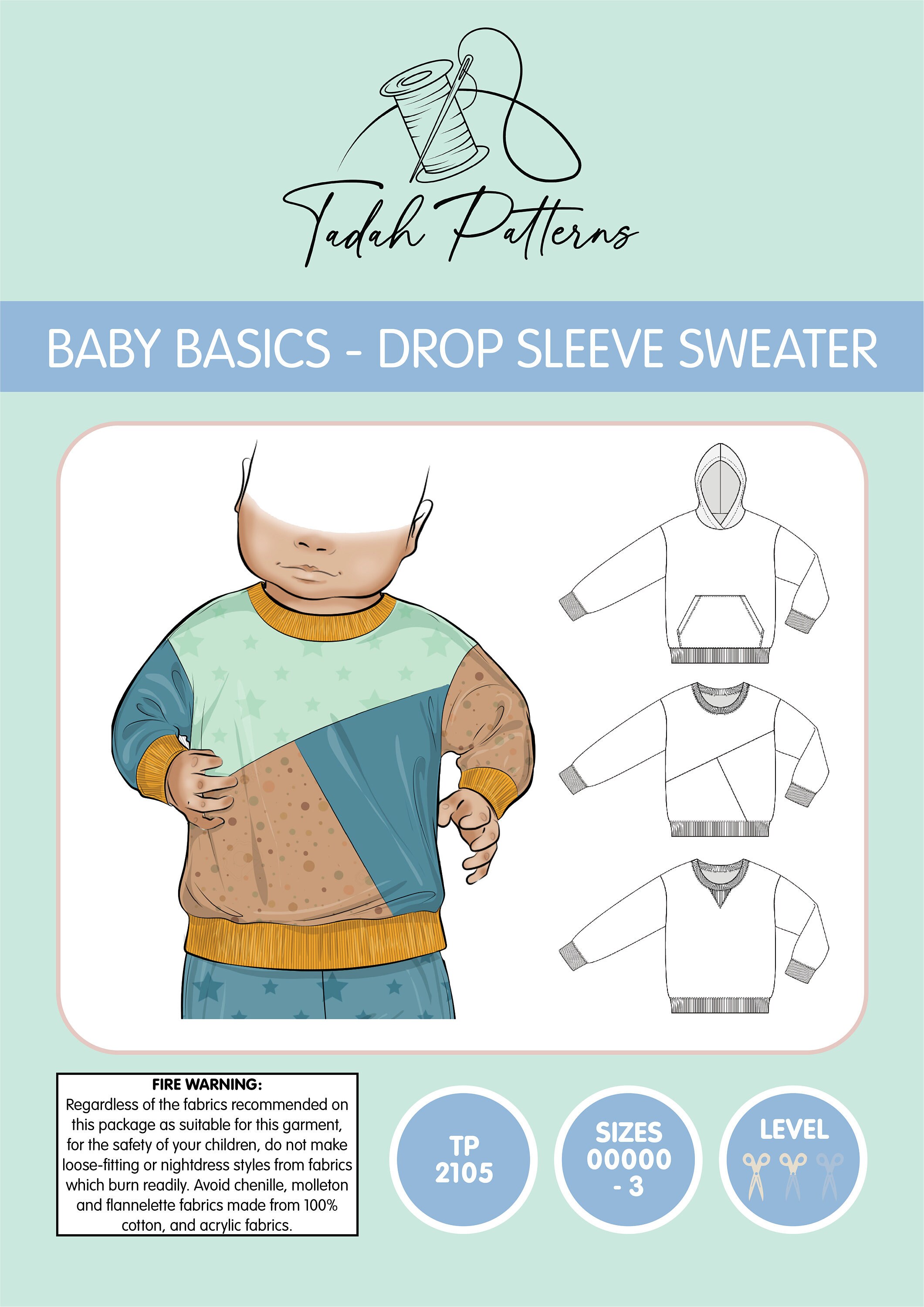 PATTERN Baby Basics Drop Sleeve Sweater & Hoodie PDF Sewing | Etsy