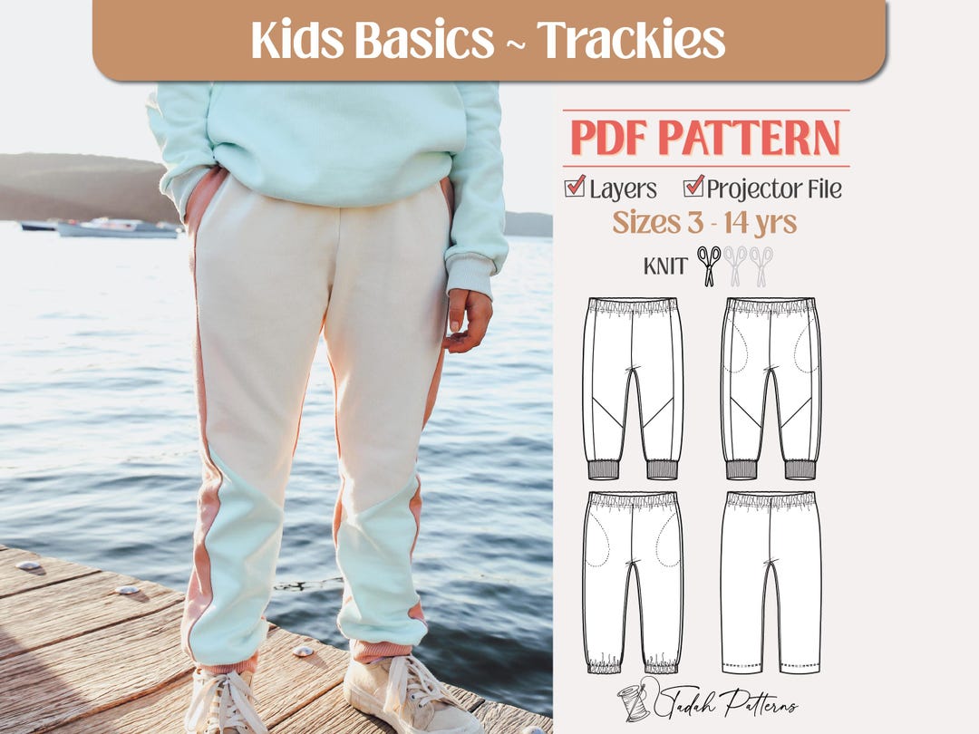Kids Trackies PDF Sewing Pattern ~ Unisex Boys Girls Tracksuit Pants ...