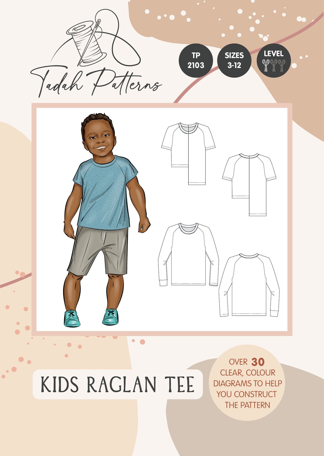 PATTERN Raglan Tee PDF Sewing Pattern Instant Download Tadah Patterns ...
