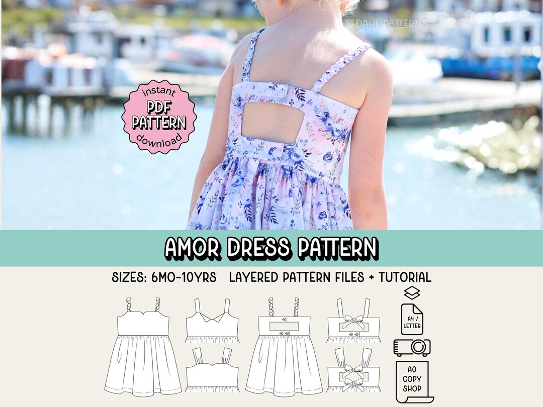 Amor Dress PDF Sewing Pattern ~ Girls Summer Dress ~ Sizes 6mo-10 Years ...
