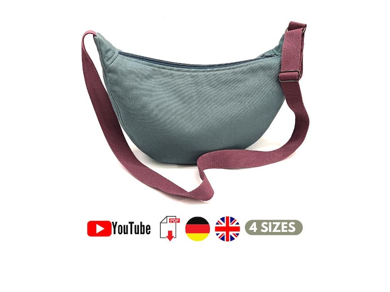 Crescent Bag Sewing Pattern, Half Moon Crossbody Bag PDF, 4 Sizes Sling ...