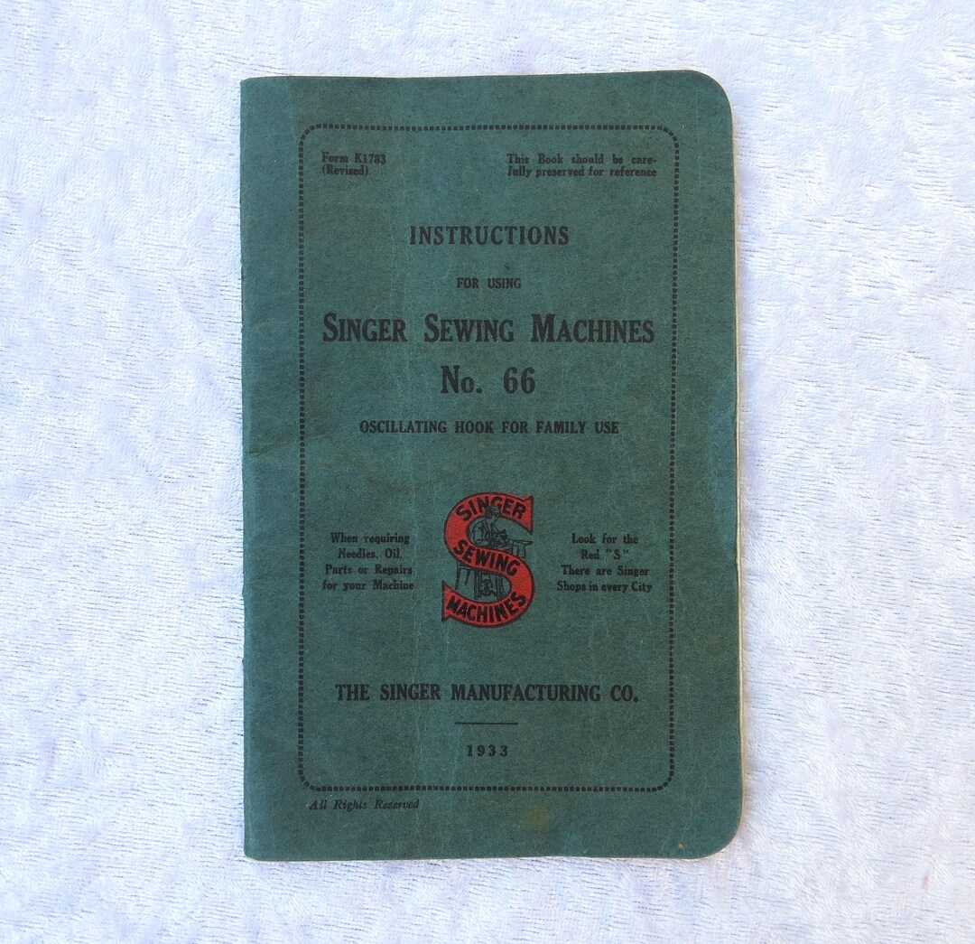 1933 Singer Sewing Machine 66 Manual: Original Instructions - Etsy