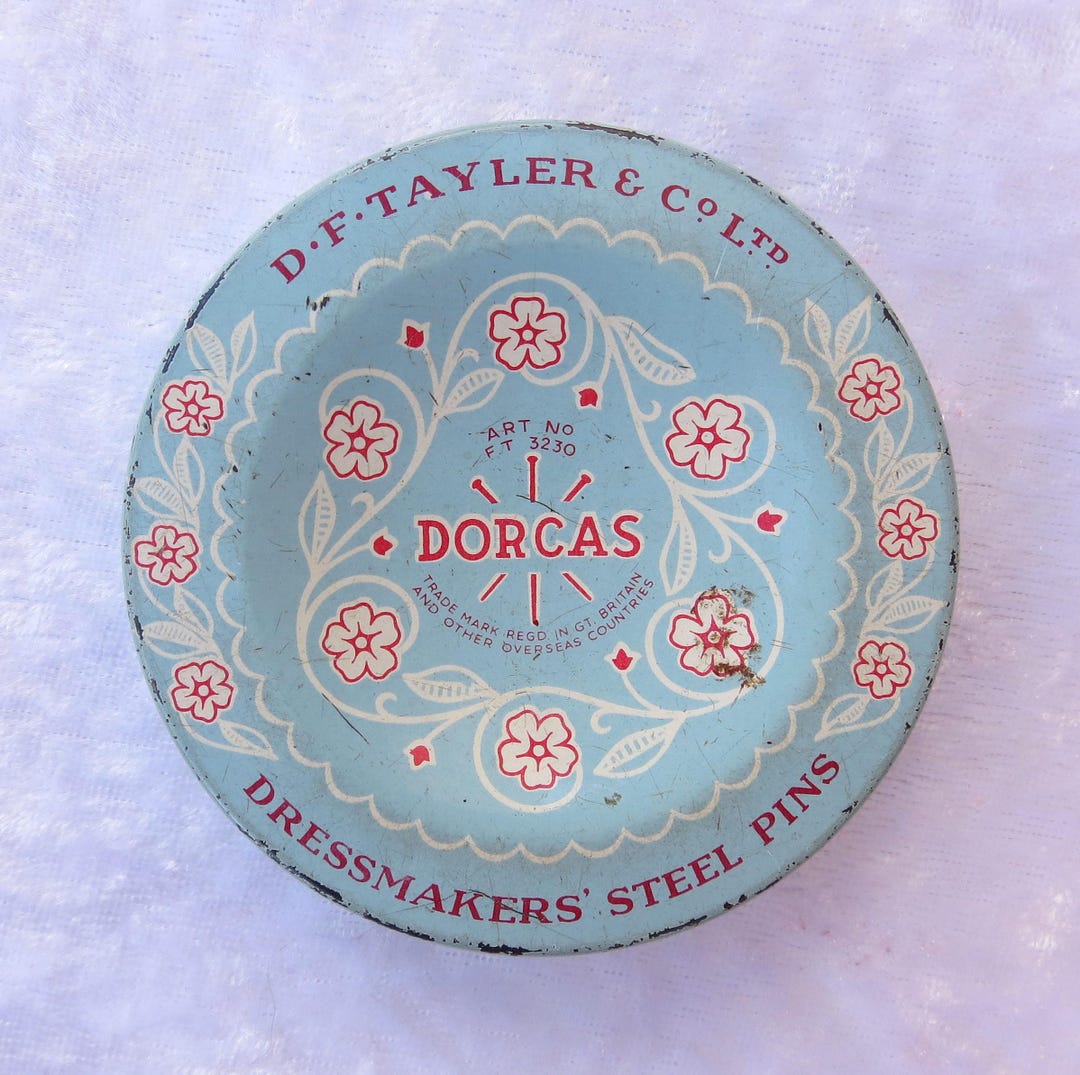 Dorcas Tin, Vintage Dorcas Tin, 1950s, Pins Tin, With Pins and Lining ...