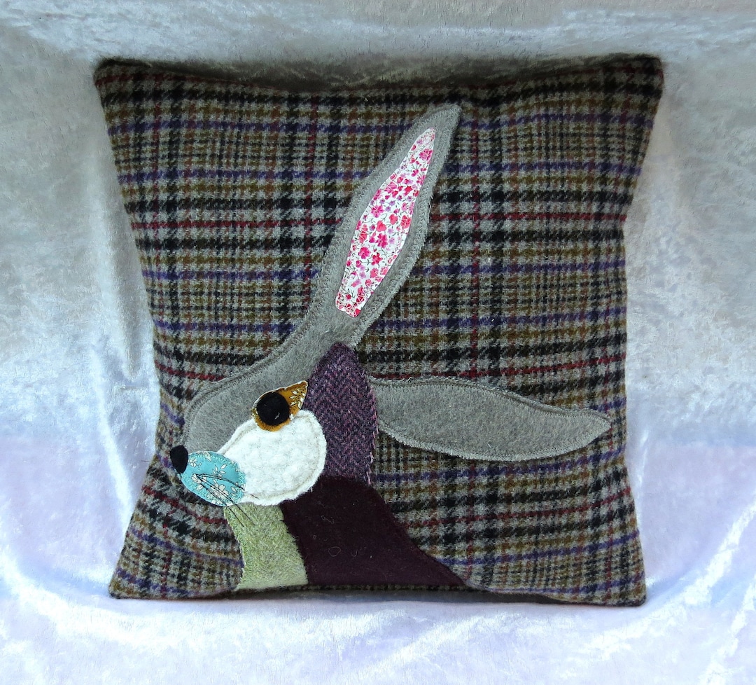 Scrappy Hare, Hare Cushion, 13 Inches X 13 Inches, With Feather Insert ...