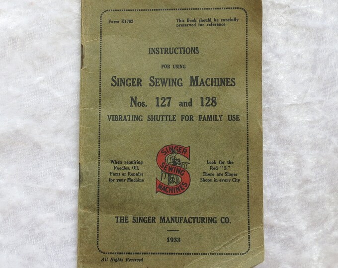 Singer Manual. an Original Singer Sewing Manual. for Singer Sewing ...