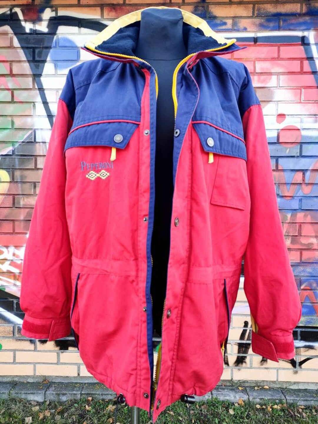 Red Blue Winter Unisex Snowboard Ski Vintage PEPERONI Jacket From 90s ...