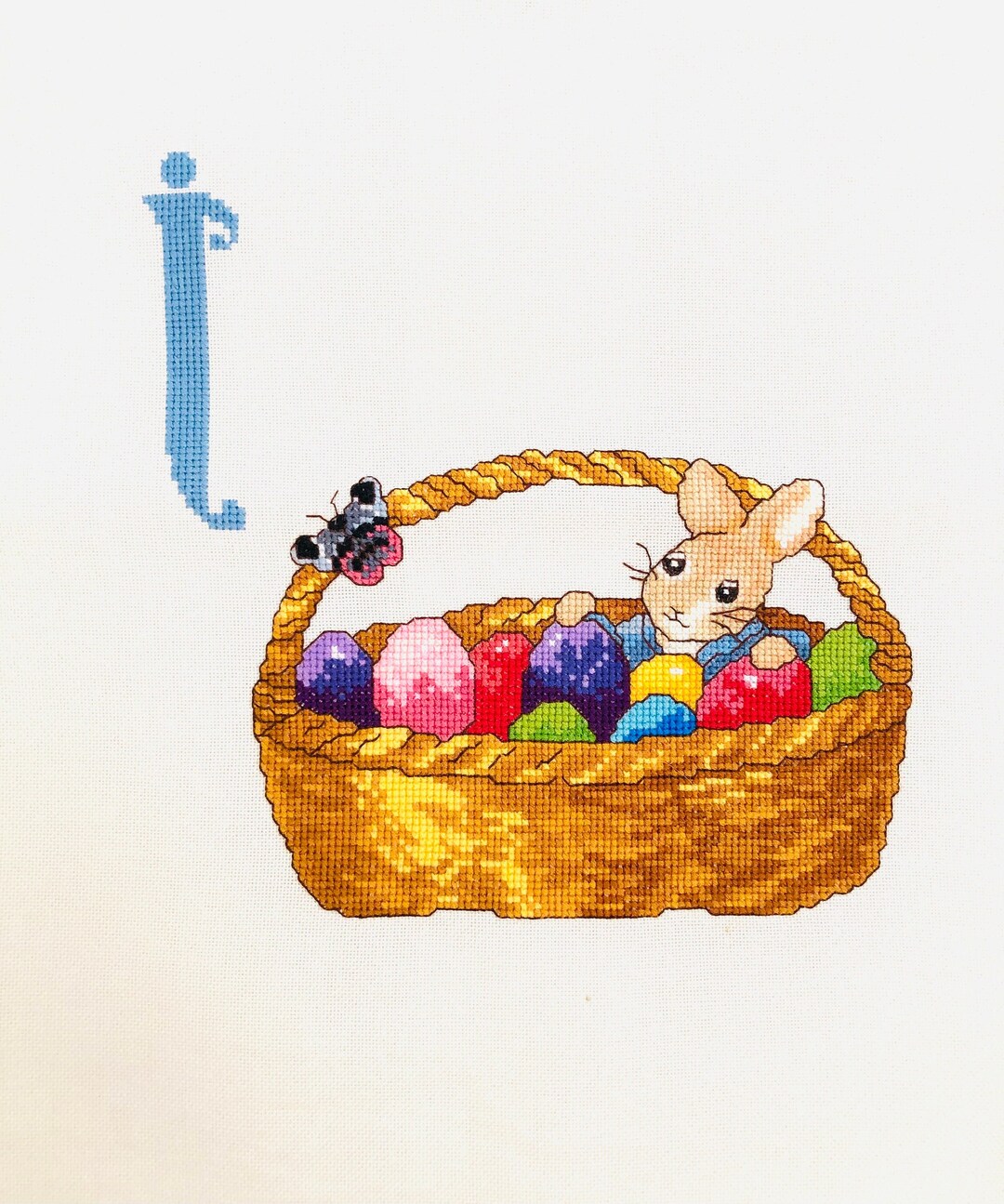 Handmade Crossstitch Peter Rabbit ABC Letter I Beatrix Potter Nursery ...