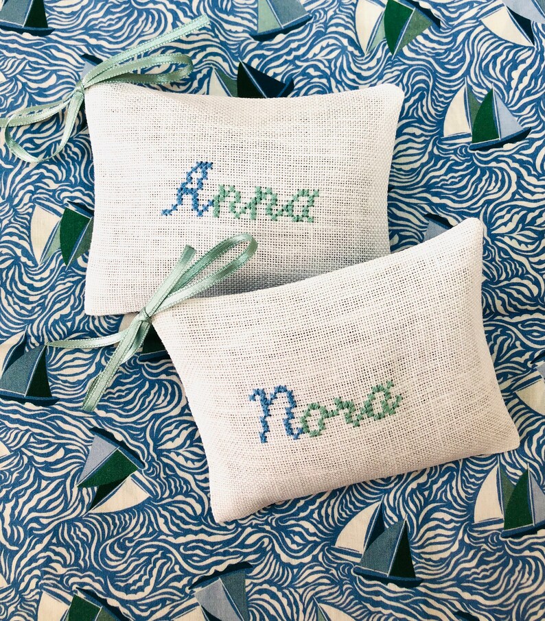 Custom Cross Stitch Baby Name Pillow Personalized Lavender Sachet ...