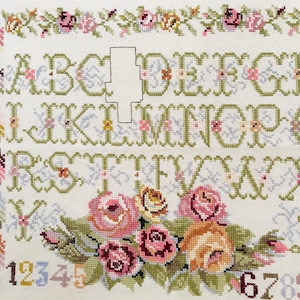 Handmade Cross Stitch Rose Sampler Cross Stitch Roses Alphabet ABC ...