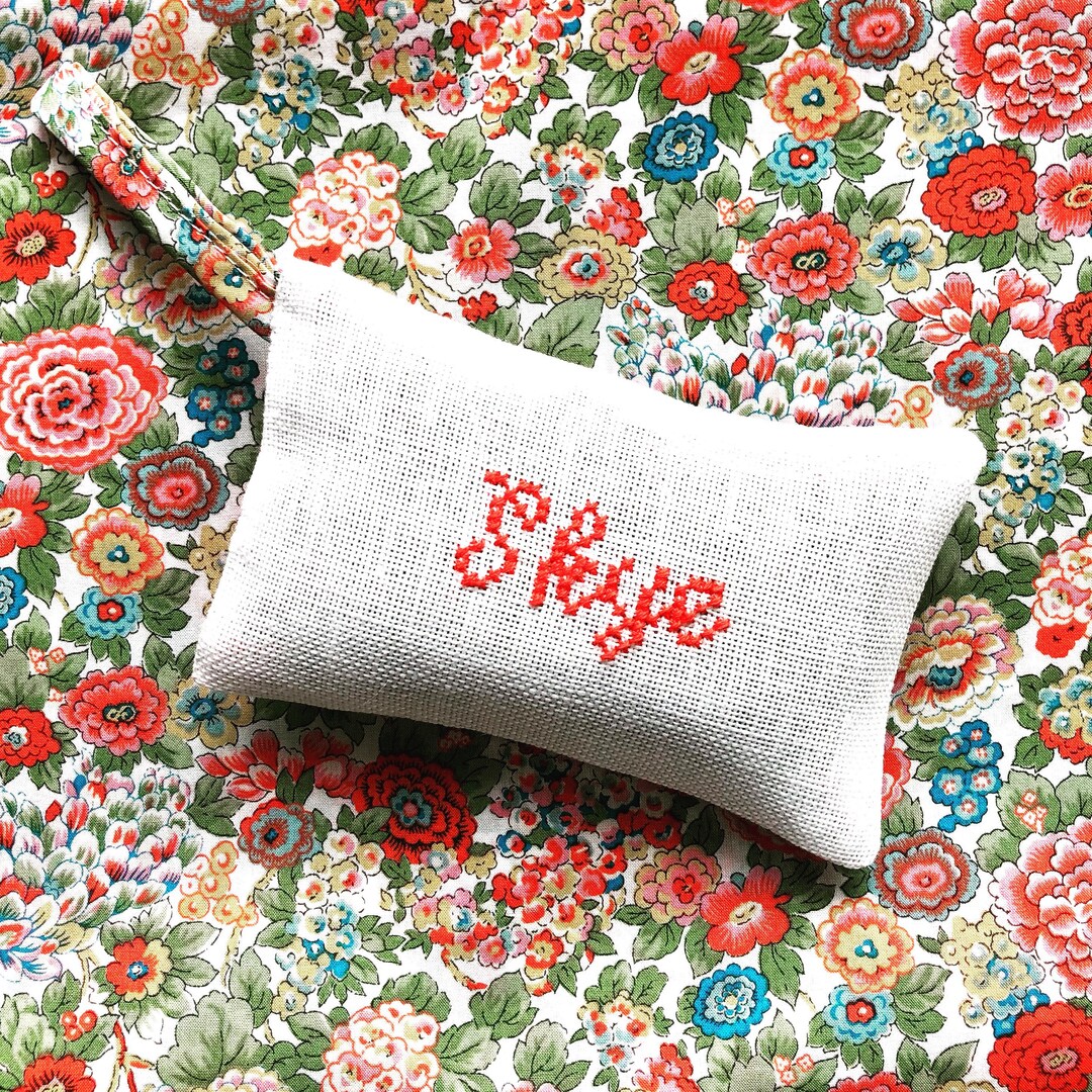 Handmade Cross Stitch Baby Name Pillow: Liberty Fabric Lavender Sachet ...