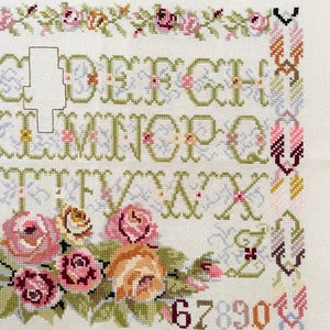 Handmade Cross Stitch Rose Sampler Cross Stitch Roses Alphabet ABC ...