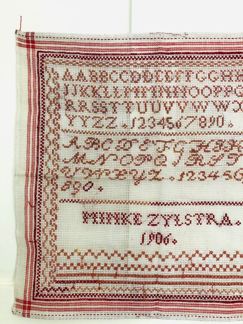 Antique Sampler Dutch Samplers 1906 Set of Two Cross Stitch - Etsy