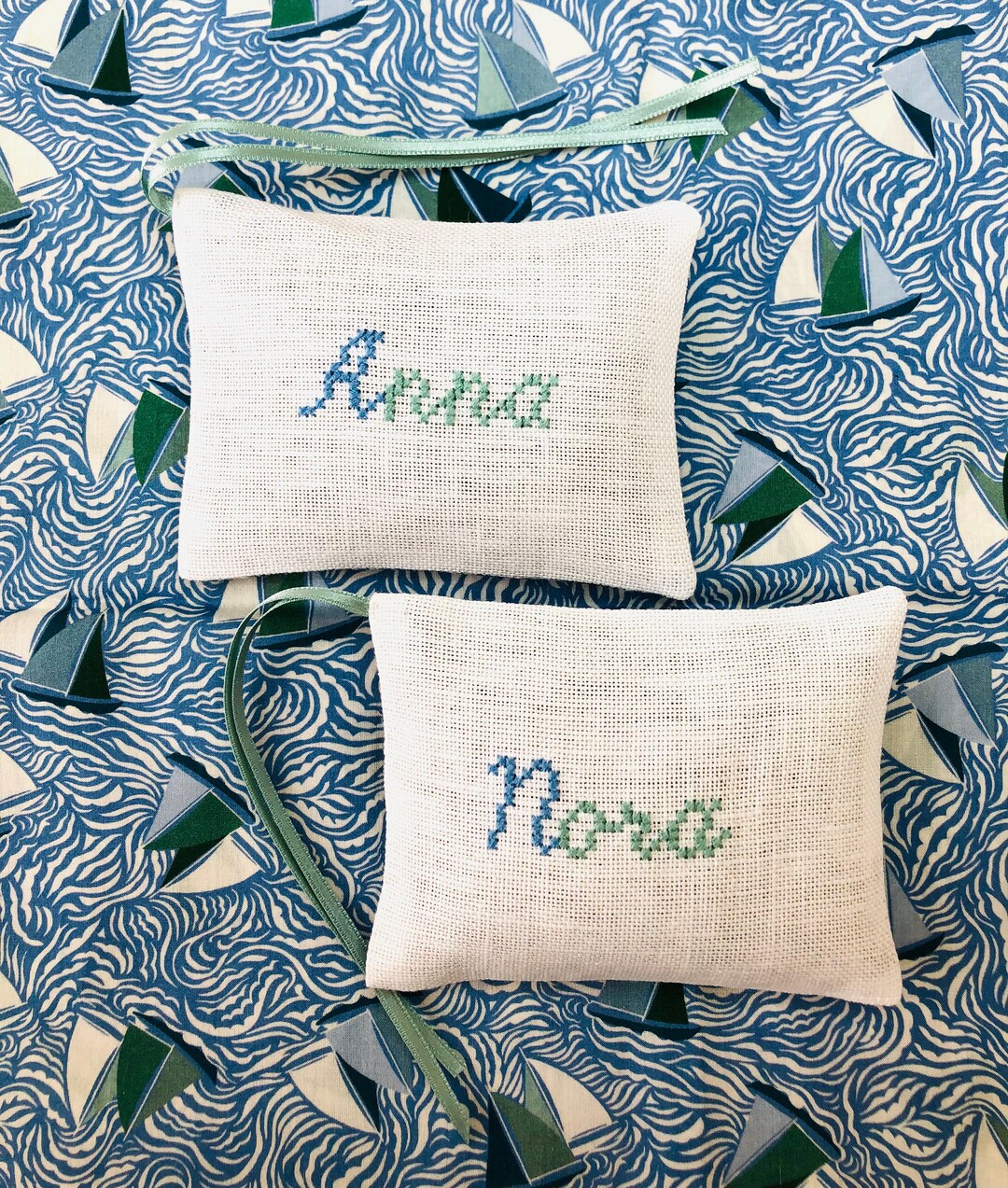 Custom Cross Stitch Baby Name Pillow Personalized Lavender Sachet ...