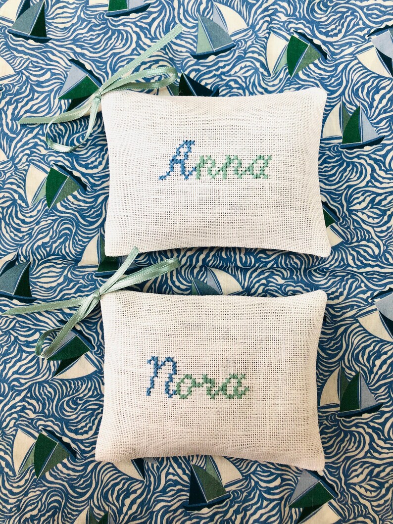 Custom Cross Stitch Baby Name Pillow Personalized Lavender Sachet ...