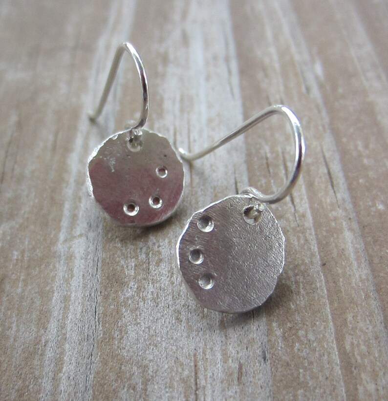 Small Silver Disc Earrings, Abstract Silver Dangles, Recycled Silver - Etsy