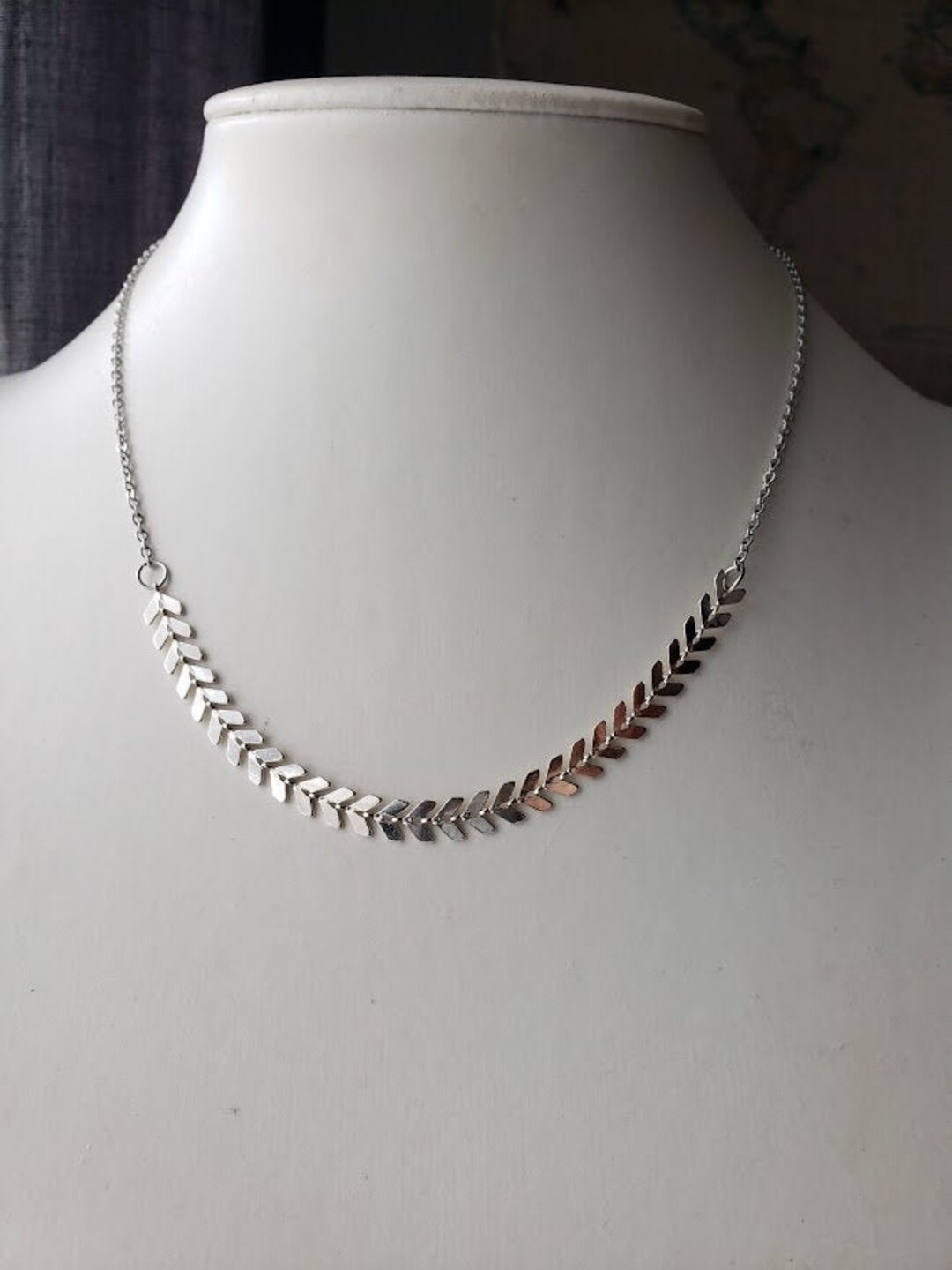 Chevron Chain Silver Necklace - Etsy